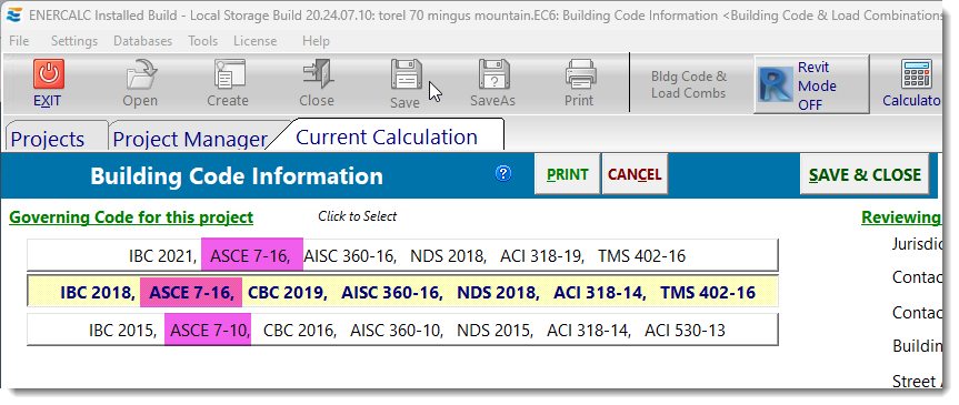 Governing Codes and Design Standards - ENERCALC