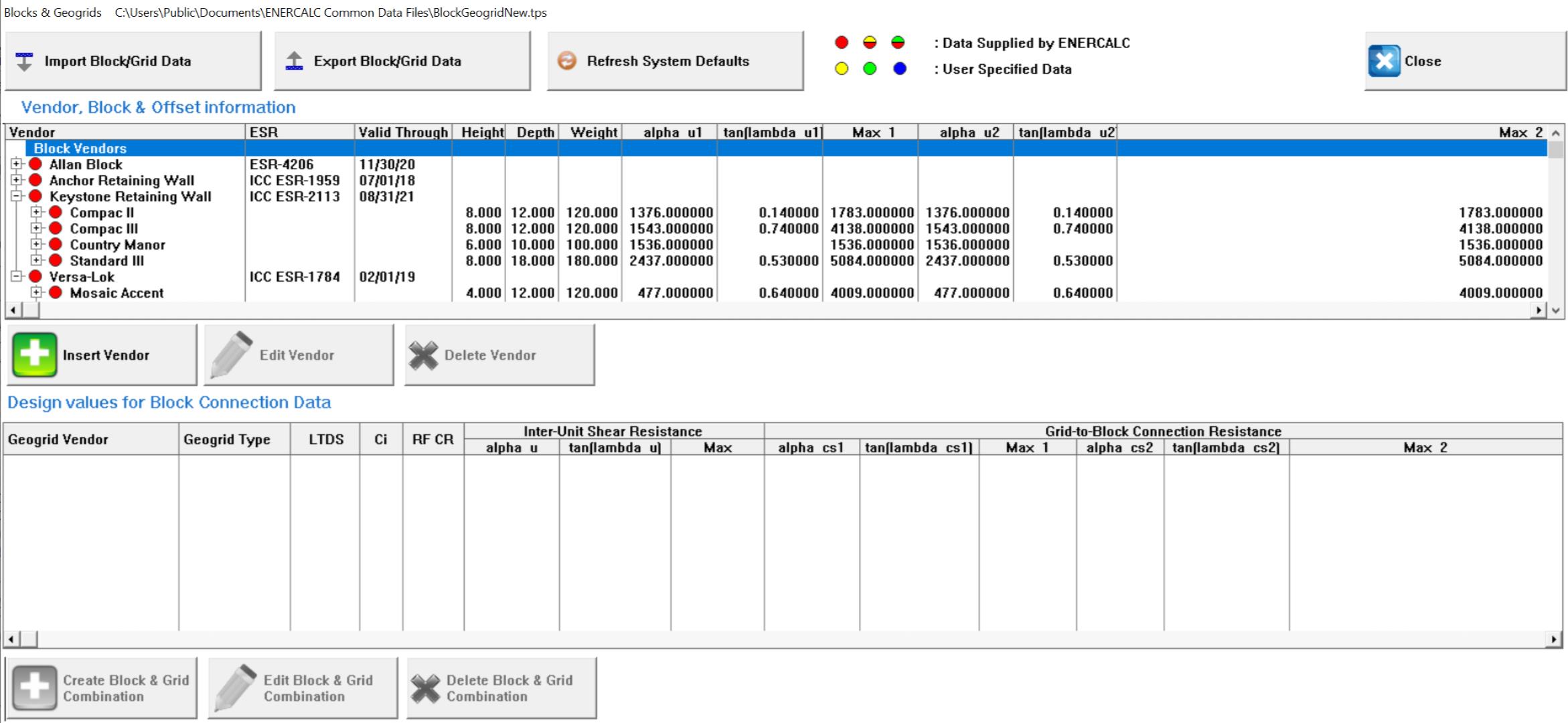 Databases - ENERCALC